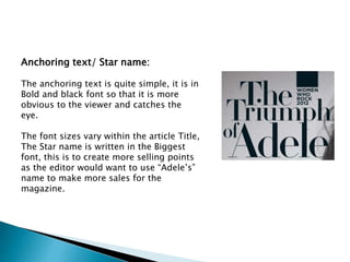 Magazine Double spead page textual analysis media studies | PPTX