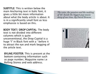 Magazine Double spead page textual analysis media studies | PPTX