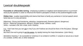 Doublespeak: notion, history, classifications | PDF