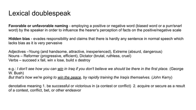 Doublespeak: notion, history, classifications | PDF