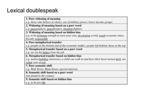 Doublespeak: notion, history, classifications | PDF