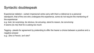 Doublespeak: notion, history, classifications | PDF