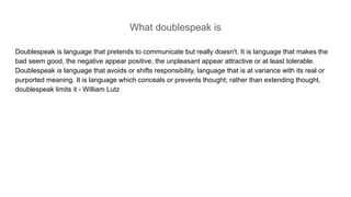 Doublespeak: notion, history, classifications | PDF