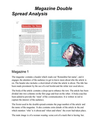 Double Spread Analysis | PDF