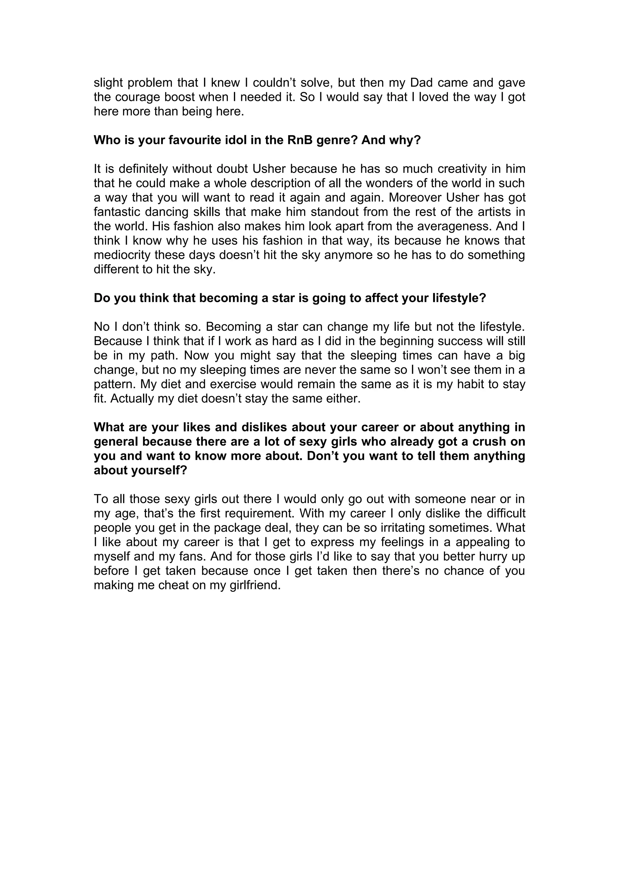 Double spread page (interview) | DOC | Music | Entertainment