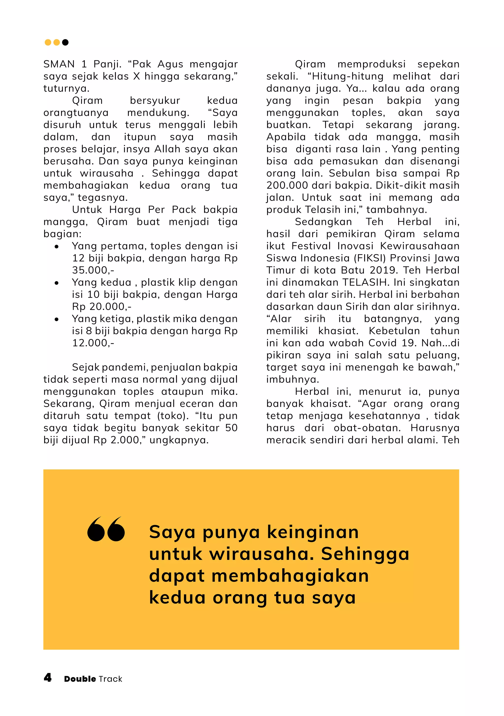 Profil dan Produk Siswa Double Track 2021 | PDF