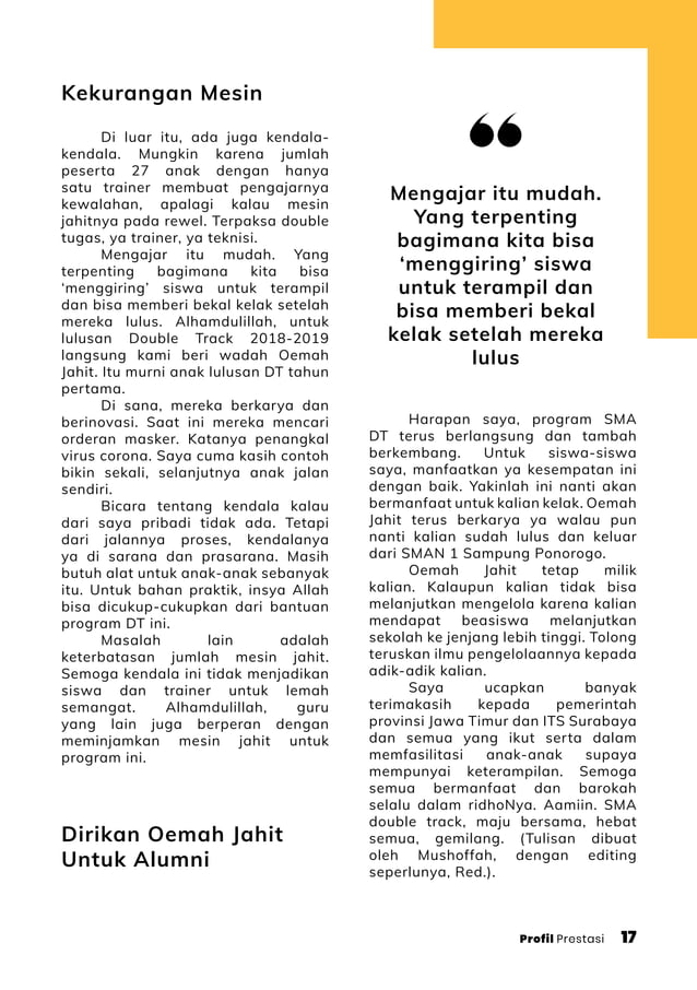 Profil dan Produk Siswa Double Track 2021 | PDF