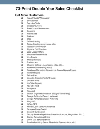73 Point Checklist from Digital Marketer and eLaunchers to Double Your ...