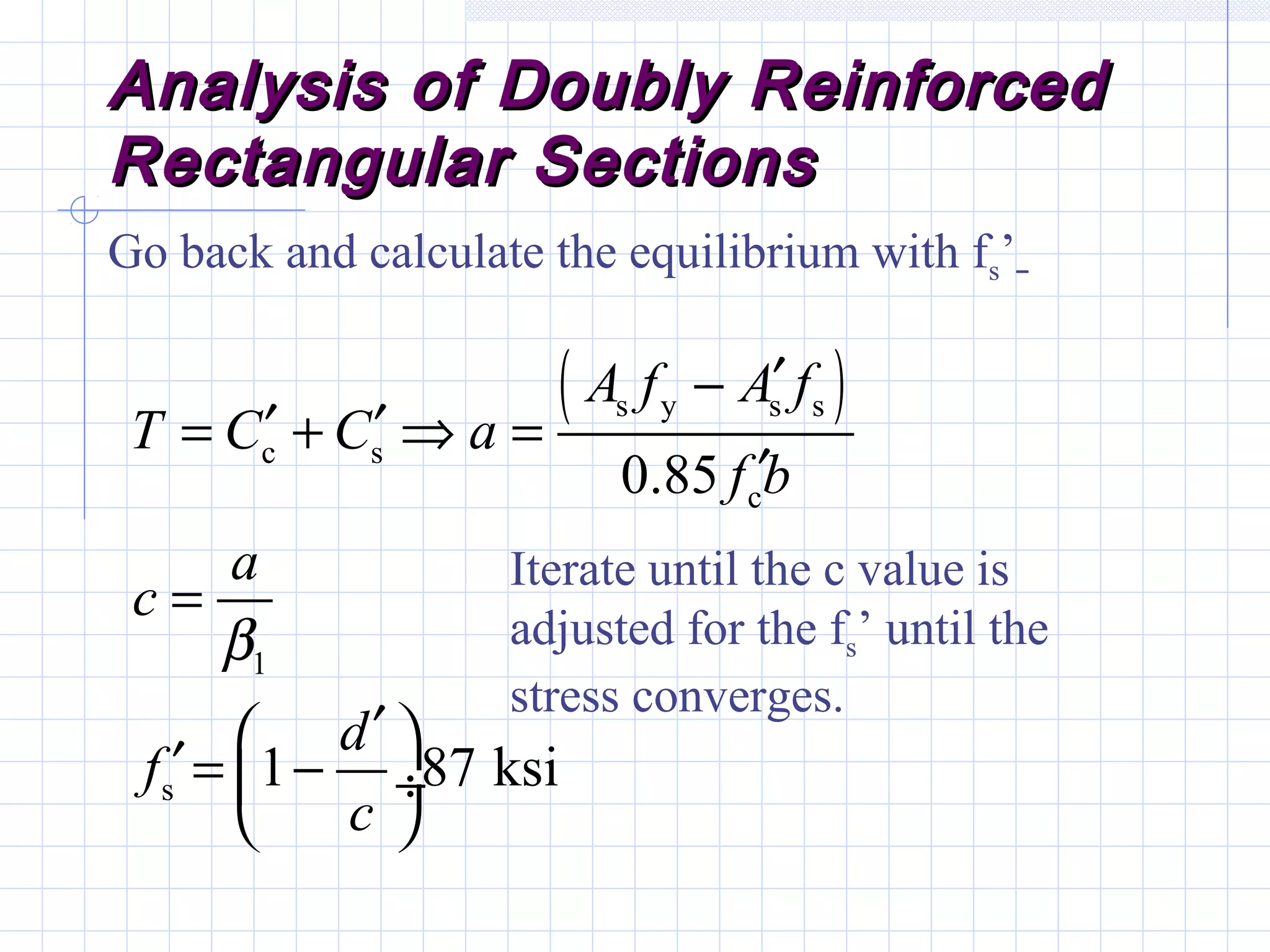 Doubly reinforced beam] | PPT