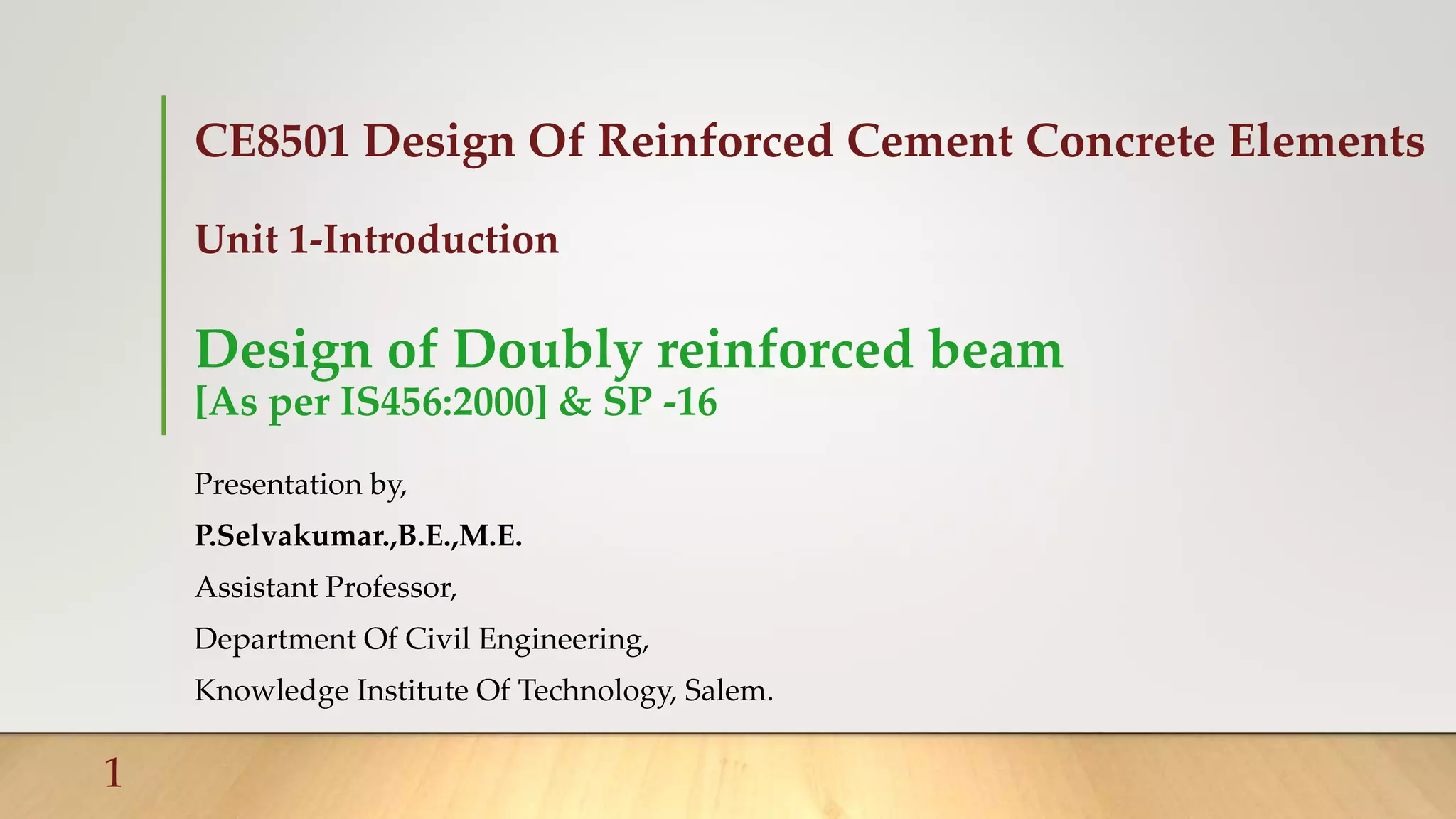 Doubly reinforced beam design | PPTX