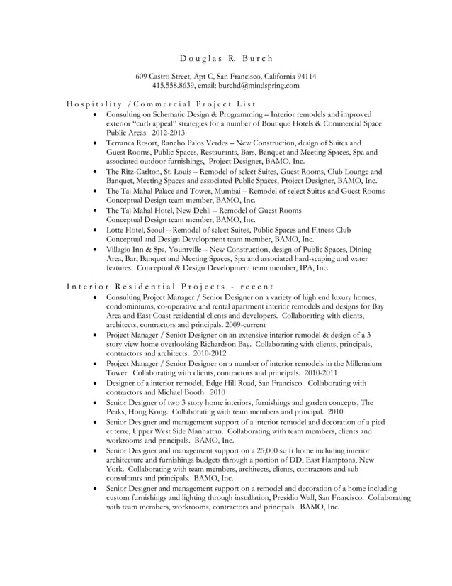 Doug burch 2013cv hos res project list | PDF