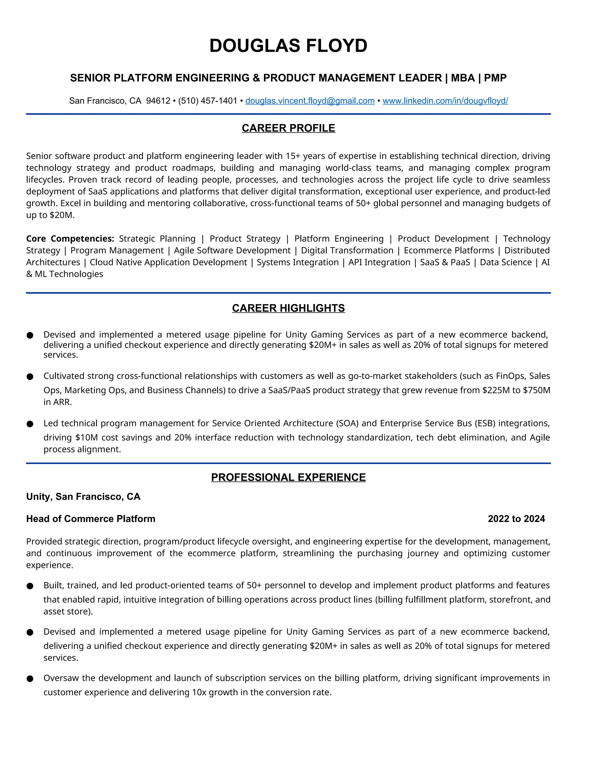 Doug Floyd Commercial Software Product & Platform Engineering Leader | DOCX