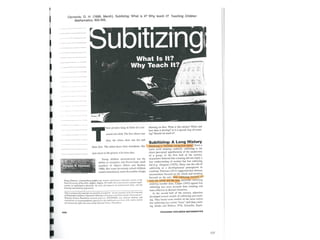 Douglas clements subitizing - what is it and why teach it reading | PDF