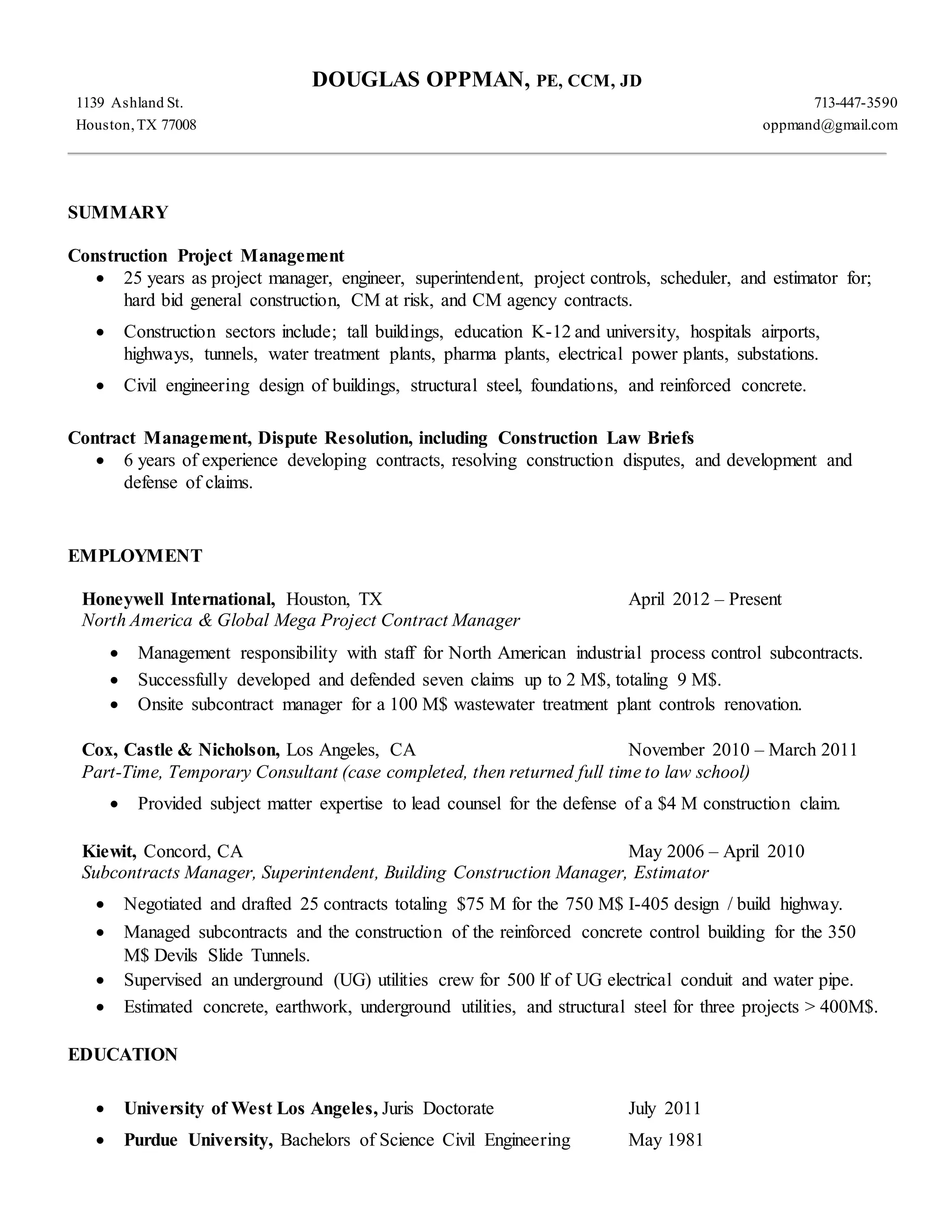 Douglas oppman resume | DOCX