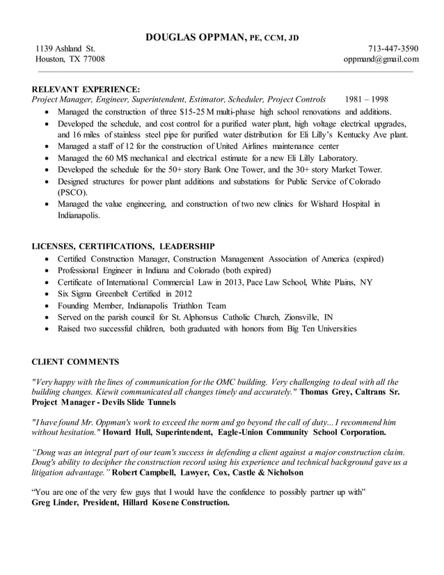 Douglas oppman resume | PDF