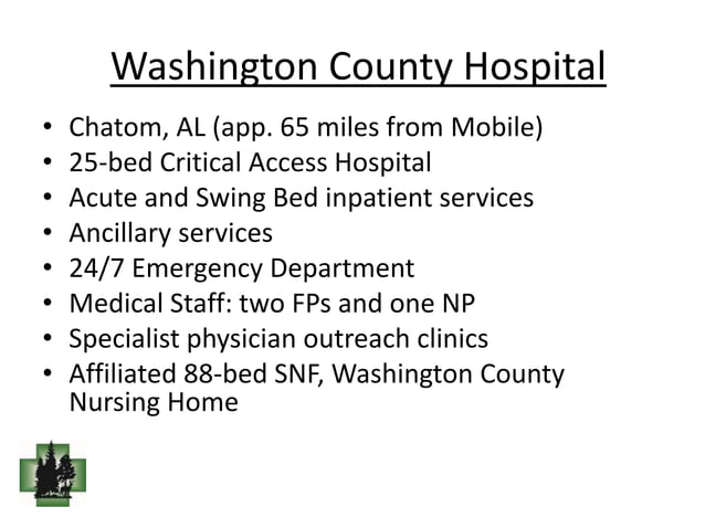 Reaching Rural AL - Douglas Tanner Washington Co Hospital | PPT