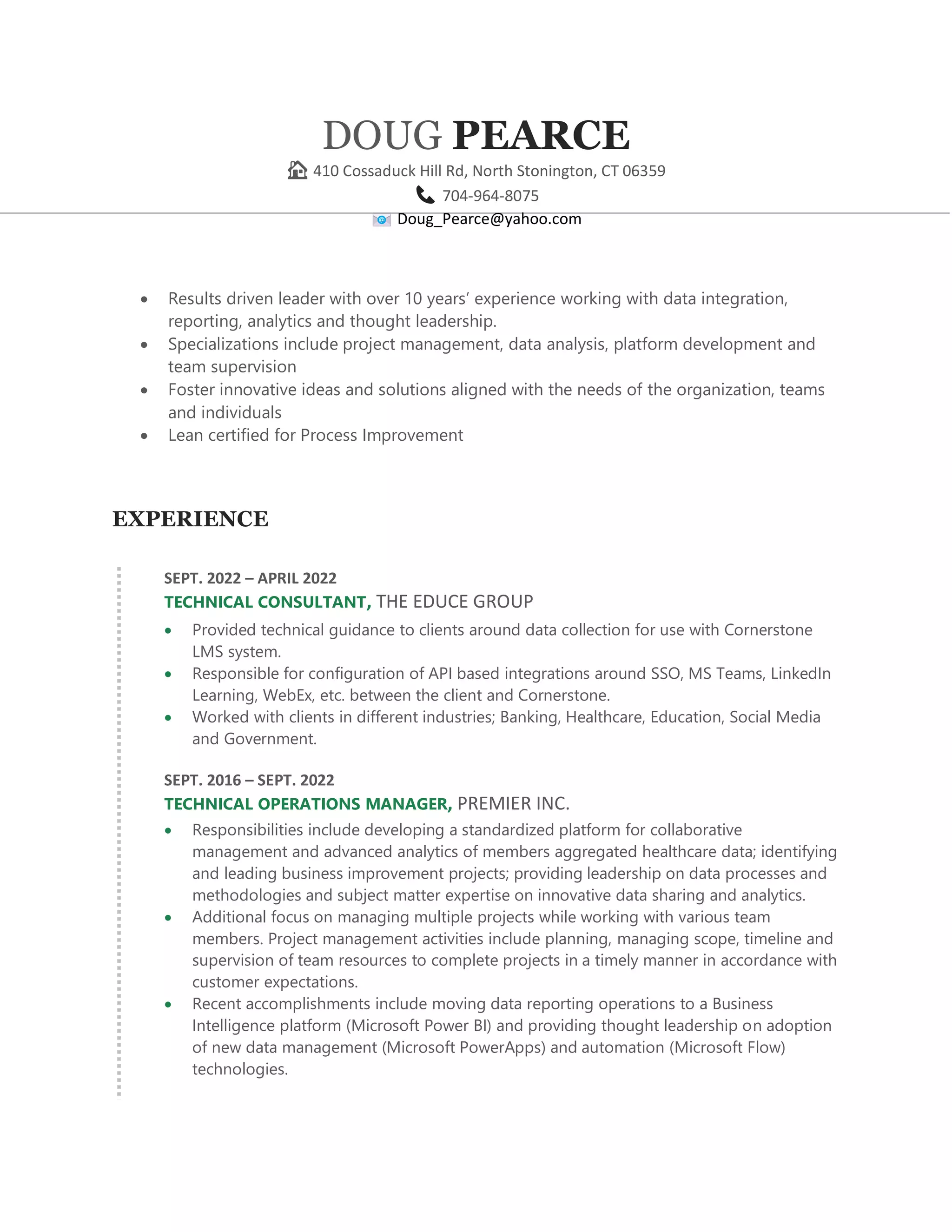 Doug Pearce - Resume | PDF