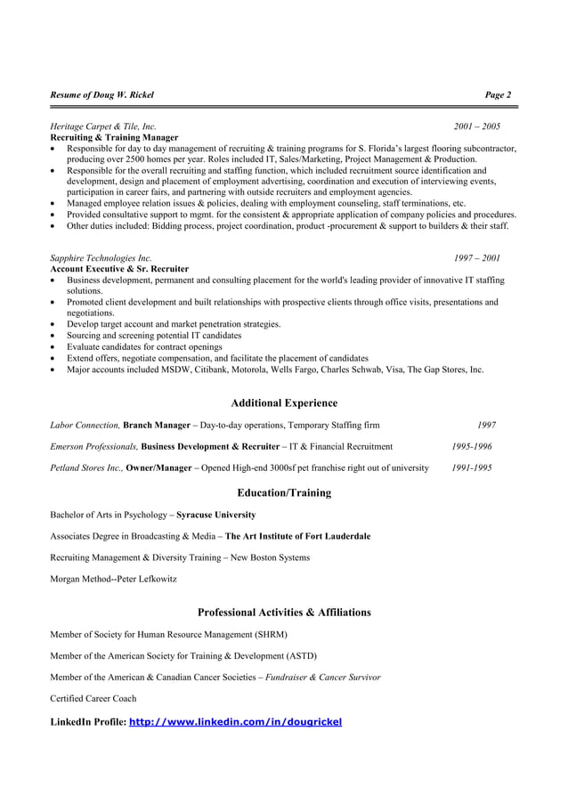 Doug W Rickel Resume Jan09 | PDF