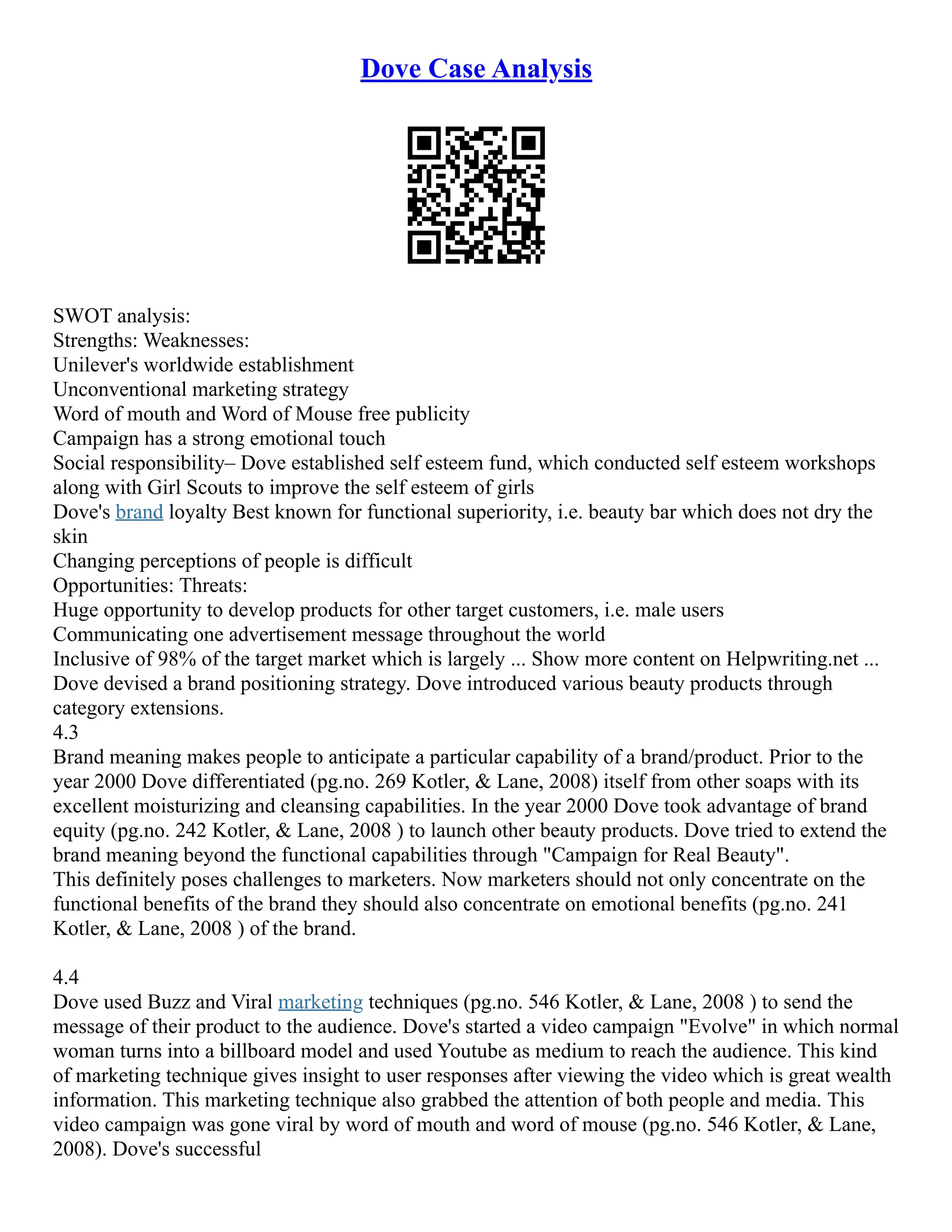 Dove Case Analysis | PDF