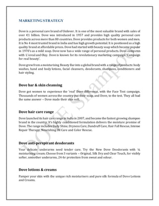 Dove shampoo HUL REPORT | DOCX