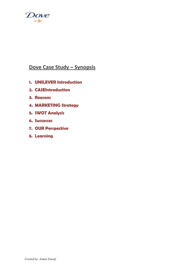 Dove Case study synopsis | DOCX