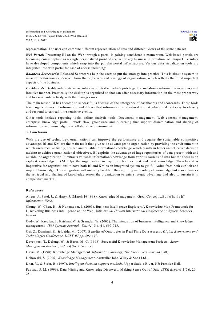 Dovetailing of business intelligence and knowledge management