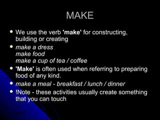 Do vs make | PPT | Food & Drink