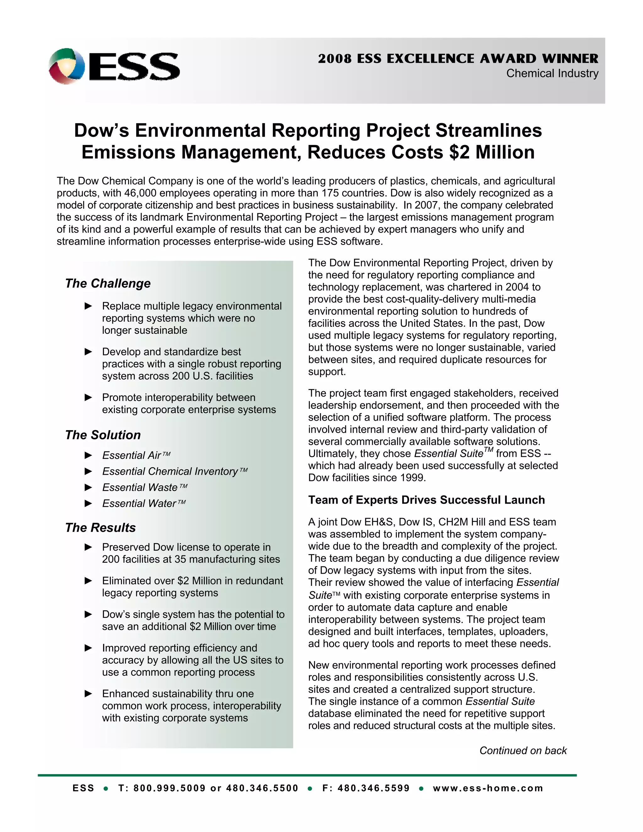 Dow Chemical Case Study | PDF