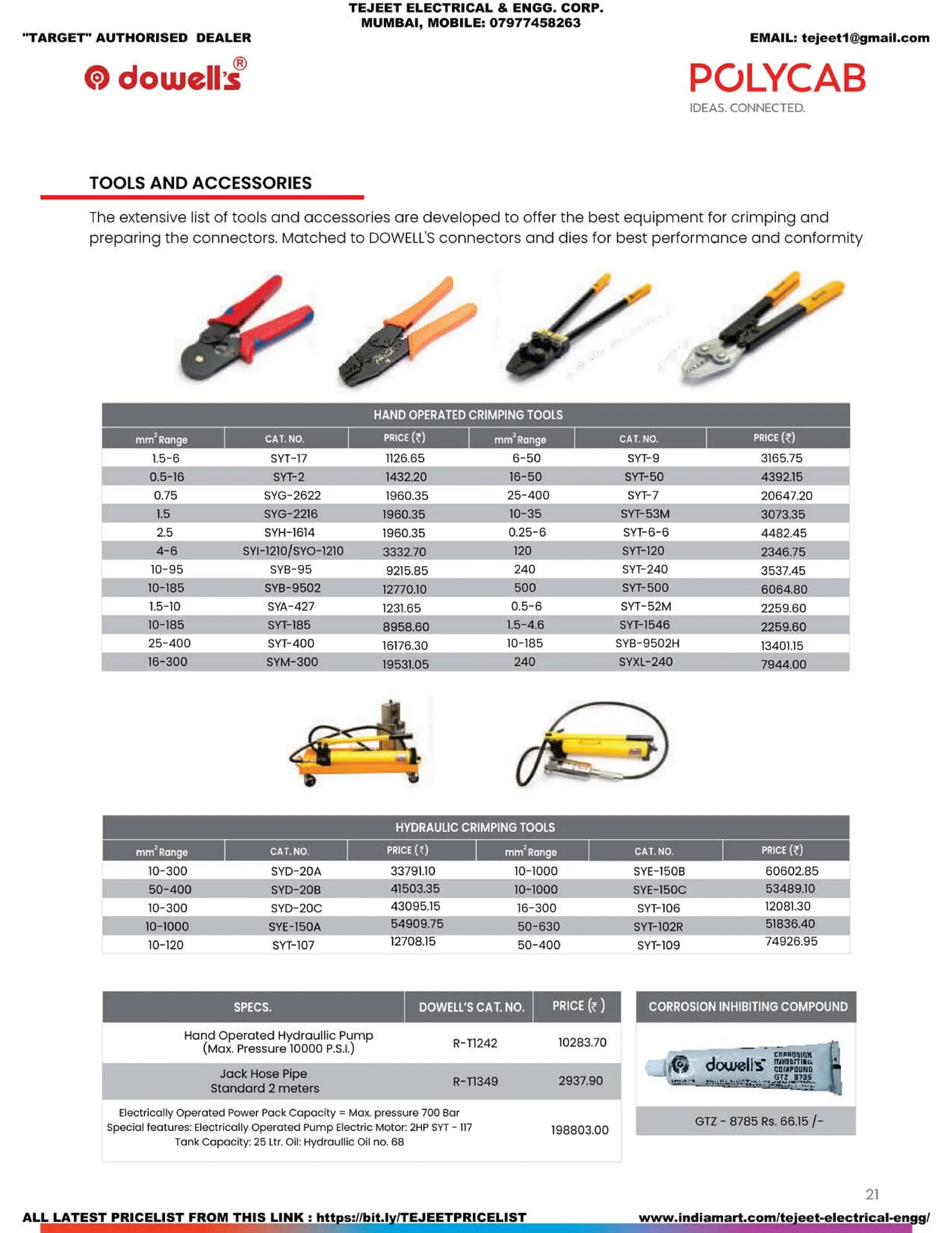 DOWELL'S - LUGS - GLANDS - TOOLS PRICE LIST wef 01-04-2024.pdf