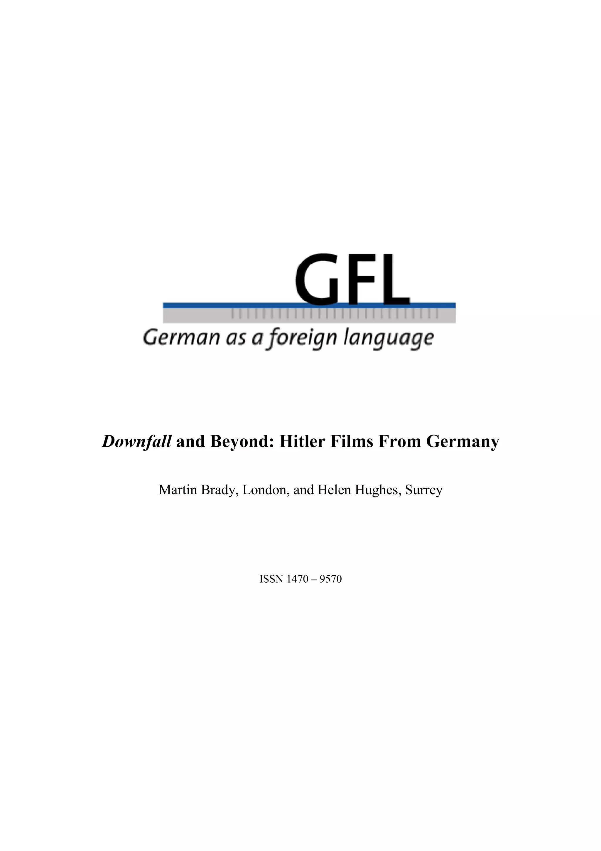 Downfall and beyond hitler films from germany | PDF