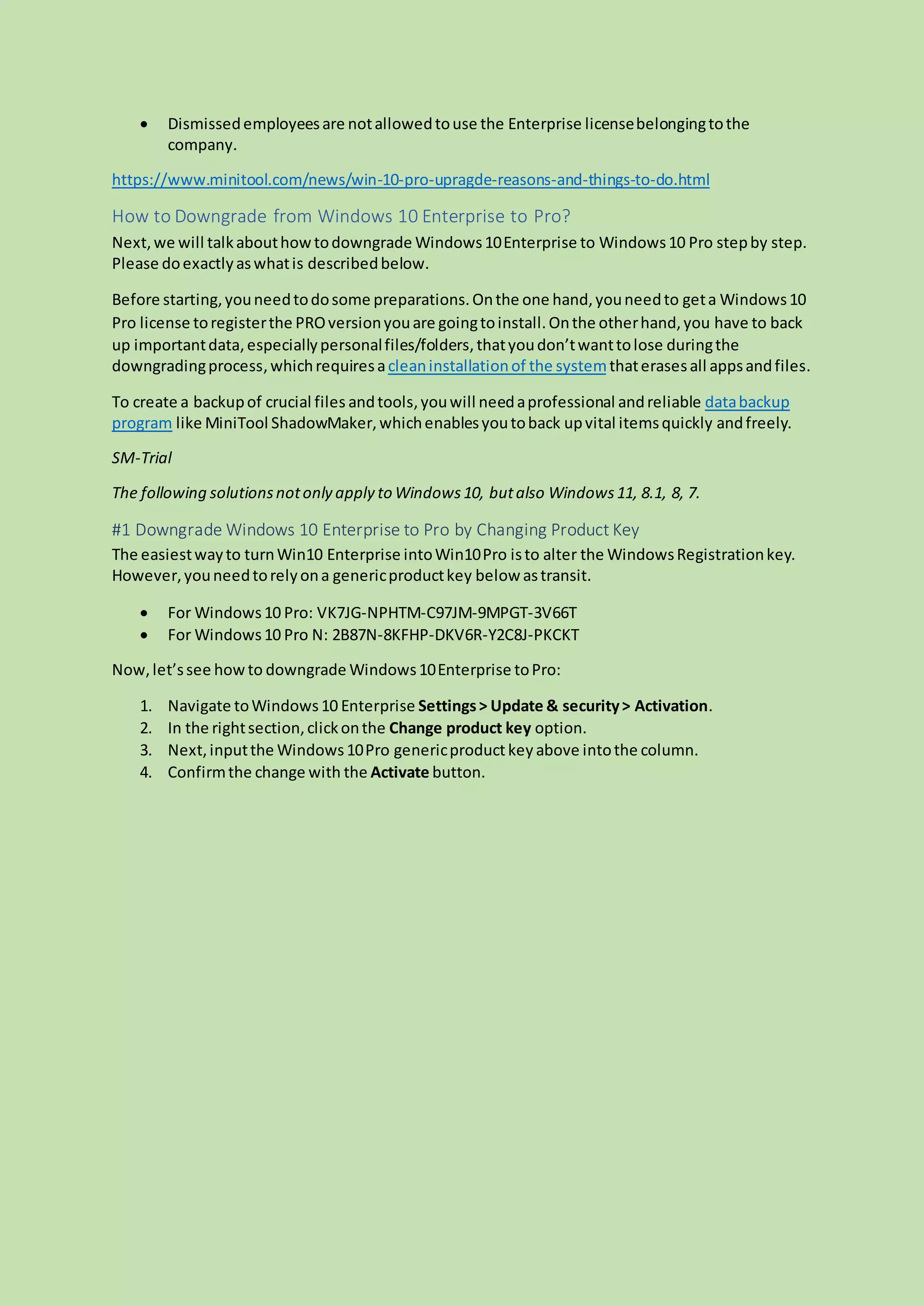 downgrade windows 10 enterprise to pro | DOCX