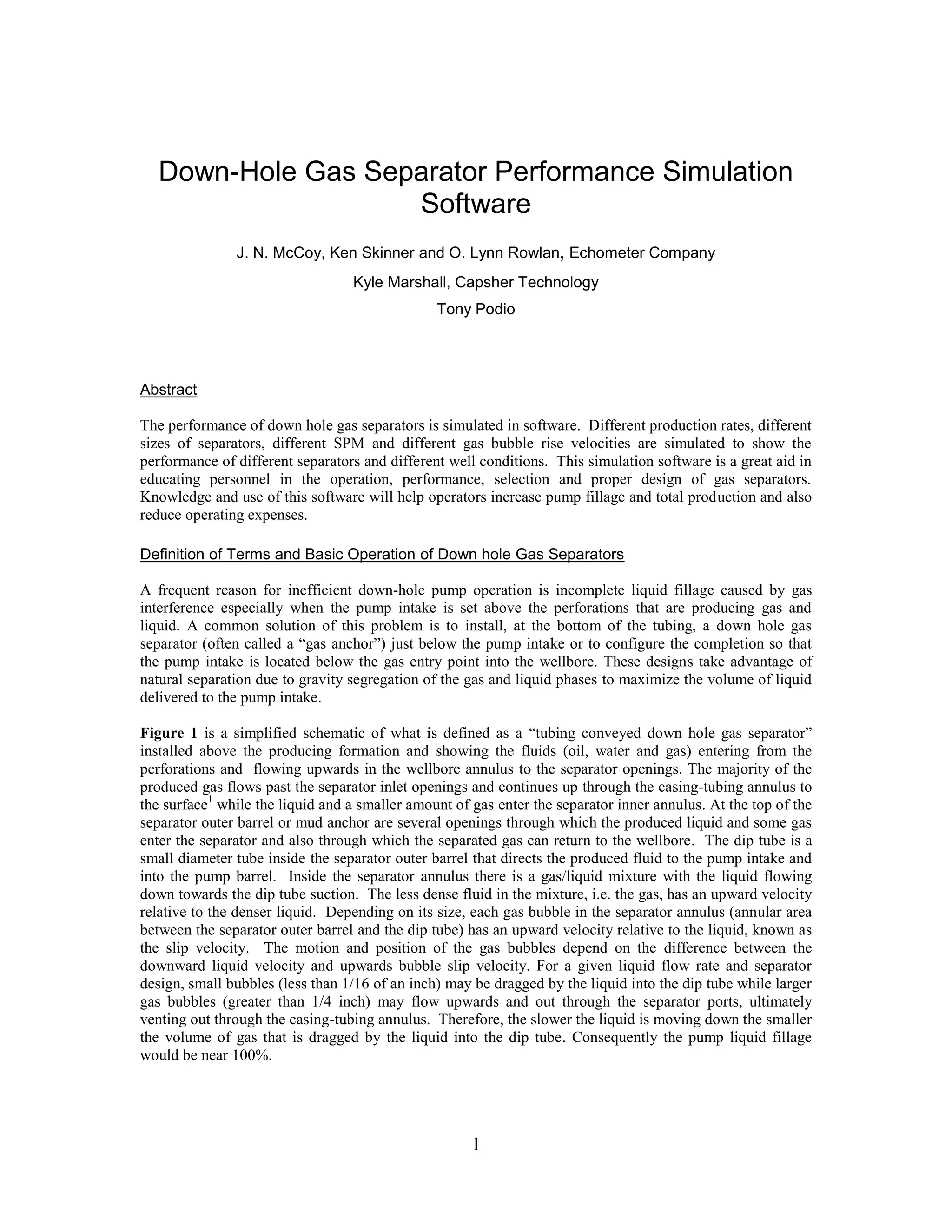 Downhole gas separator performance simulation software paper swpsc 2014(1) | PDF