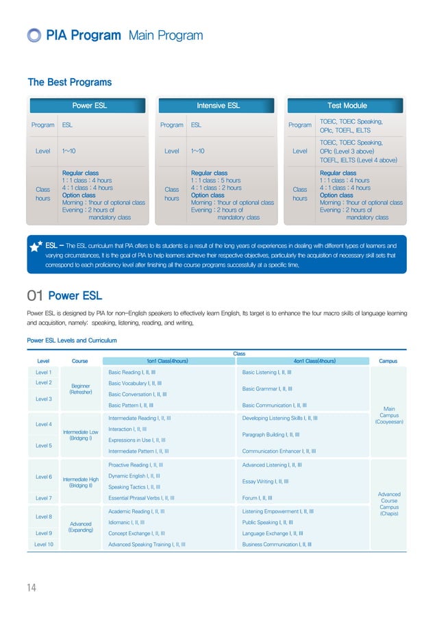 Brochure trường Anh ngữ PINES | PDF