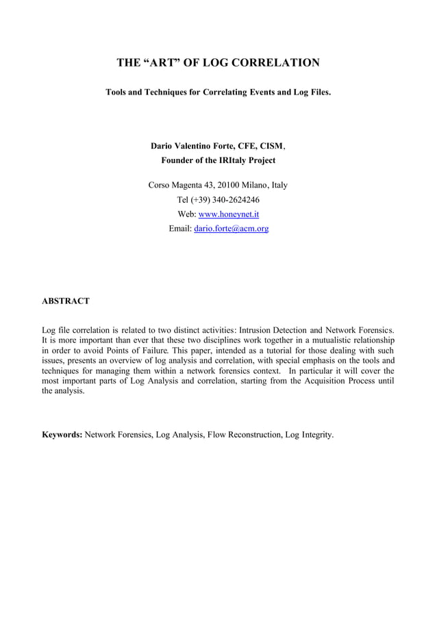 Intrusion Detection And Discovery Via Log Correlation To Support Hipaa