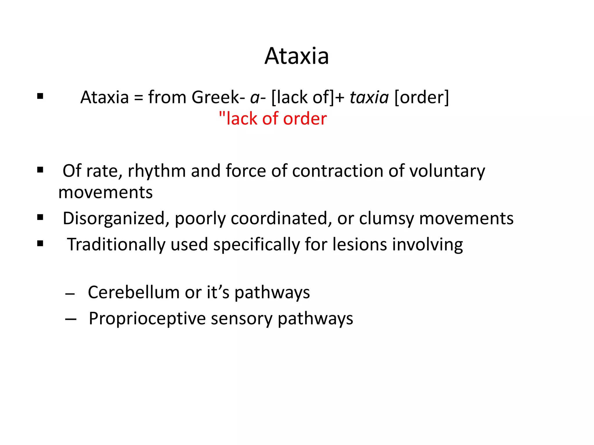 Approach to ataxia | PPTX | Physical Therapy | Wellness