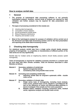 Download-manuals-hydrometeorology-data processing-12howtoanalyserainfalldata | PDF