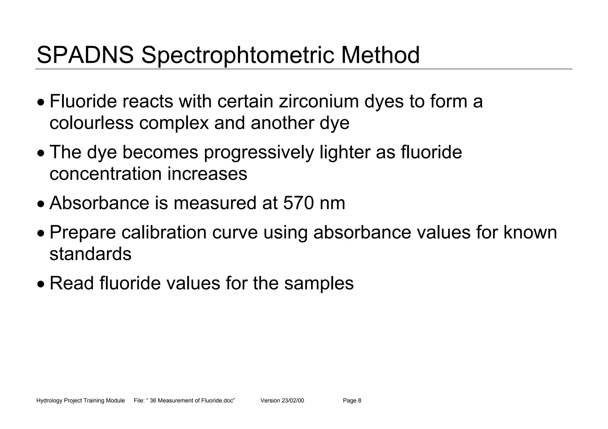 Download-manuals-water quality-wq-training-36measurementoffluoride | PDF