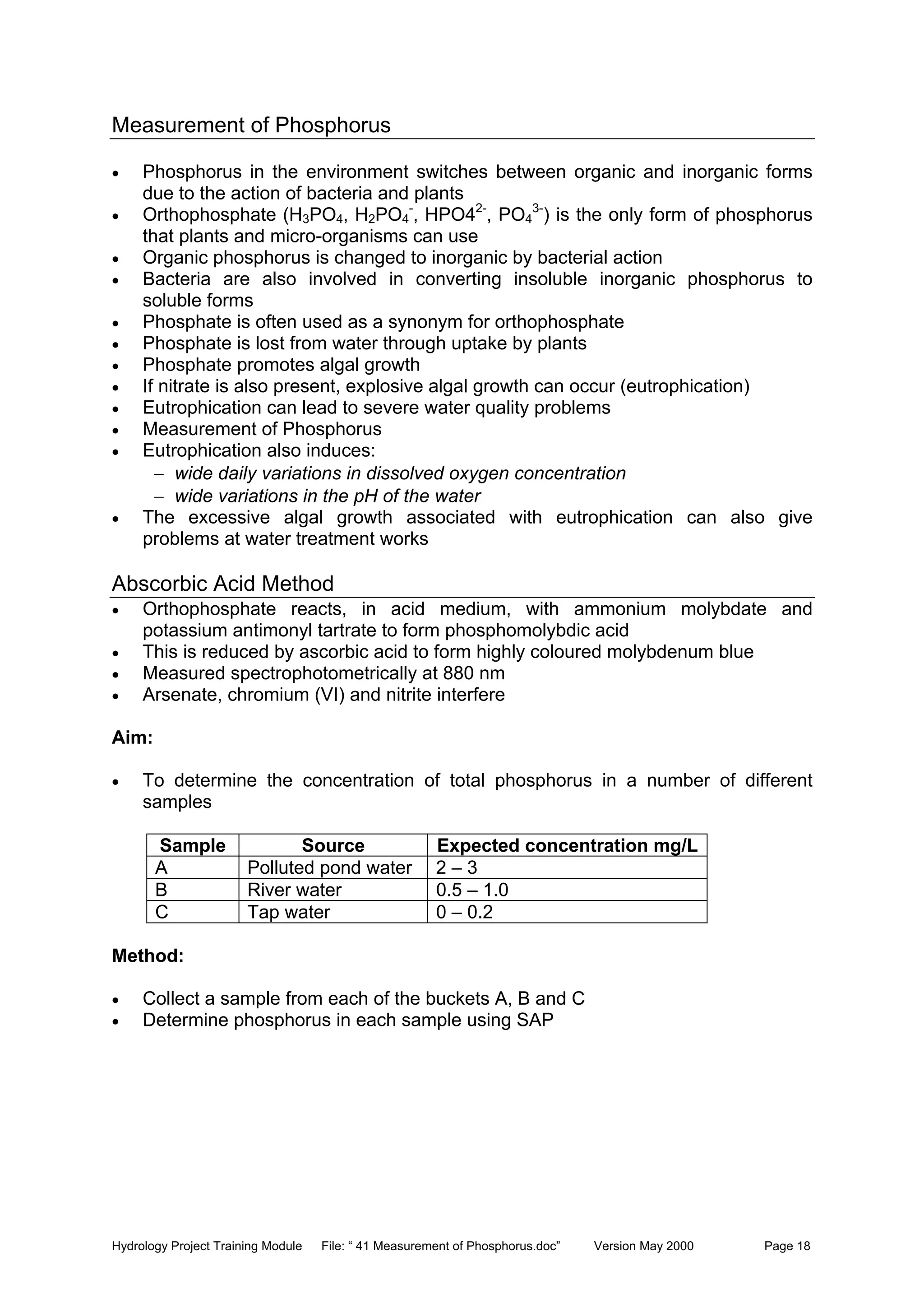 Download-manuals-water quality-wq-training-41measurementofphosphorus | PDF