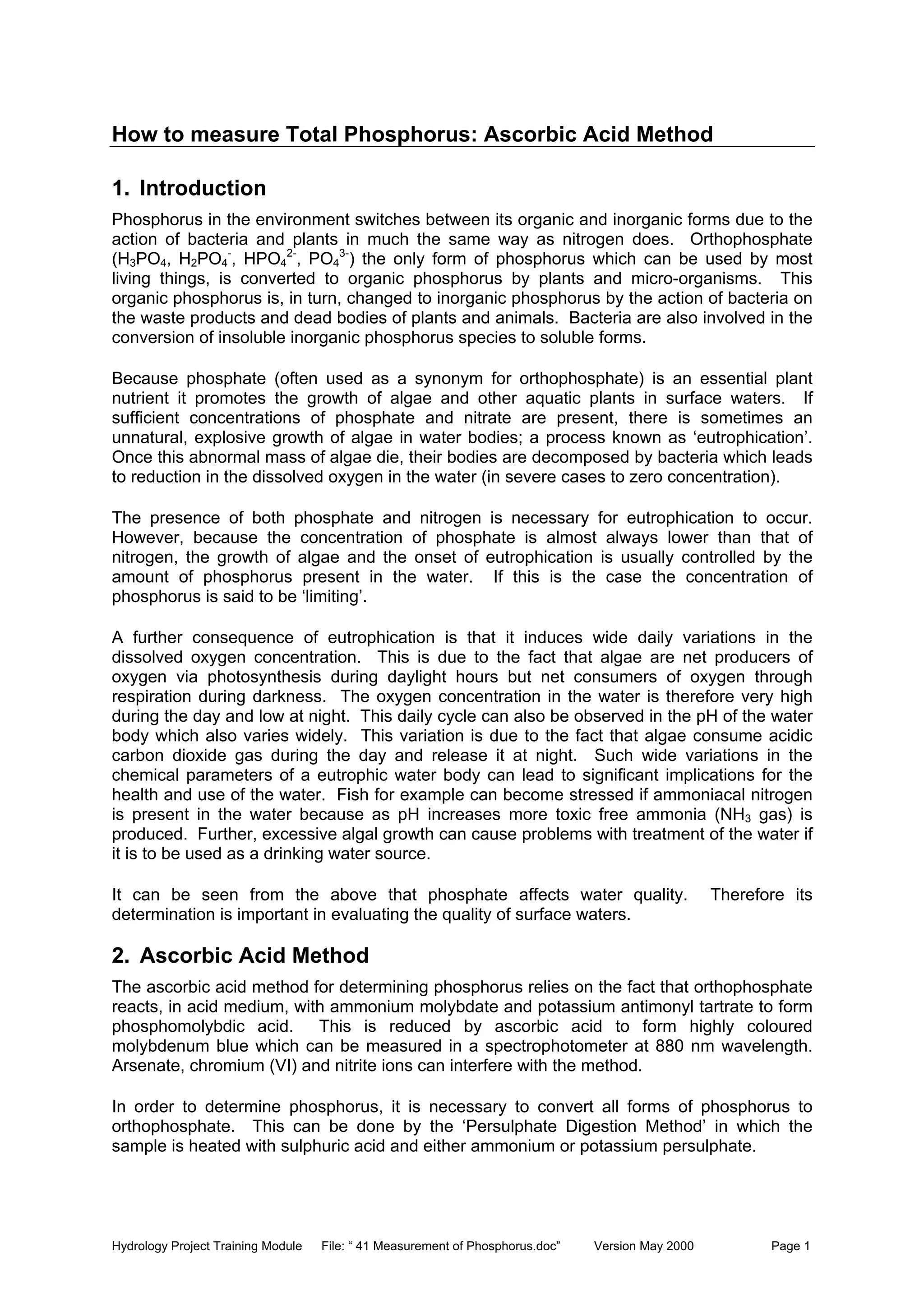 Download-manuals-water quality-wq-training-41measurementofphosphorus | PDF