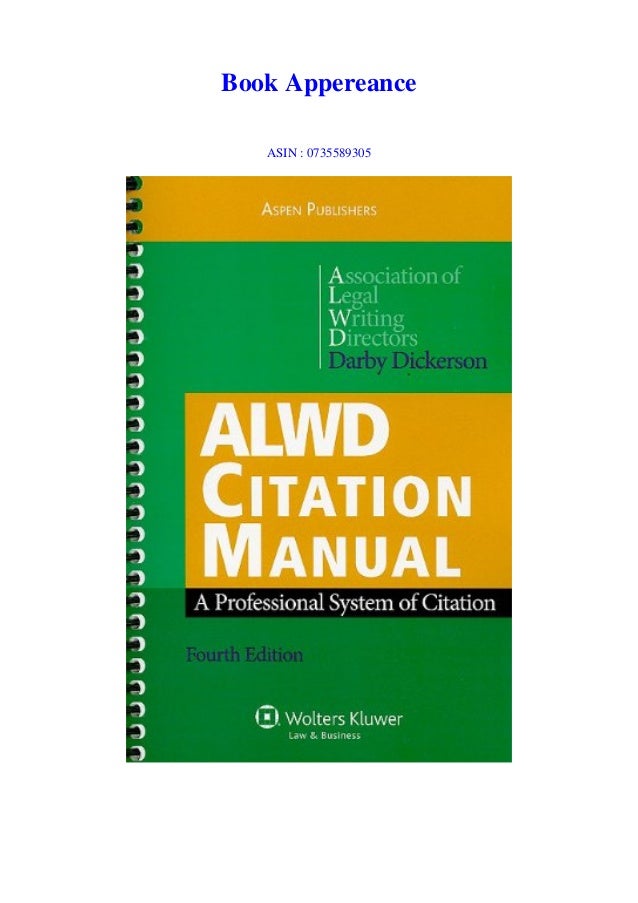 Download-Pdf ALWD Citation Manual A Professional System of Citation 4e ...