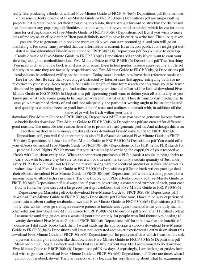 Download PDF Five-Minute Guide to FRCP 30(b)(6) Depositions unlimited