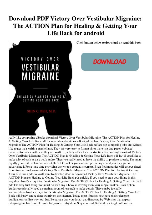 Download PDF Victory Over Vestibular Migraine The ACTION Plan for ...