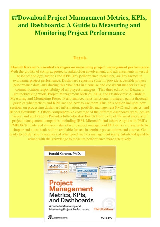 ##Download Project Management Metrics KPIs and Dashboards A Guide to Measuring and Monitoring ...