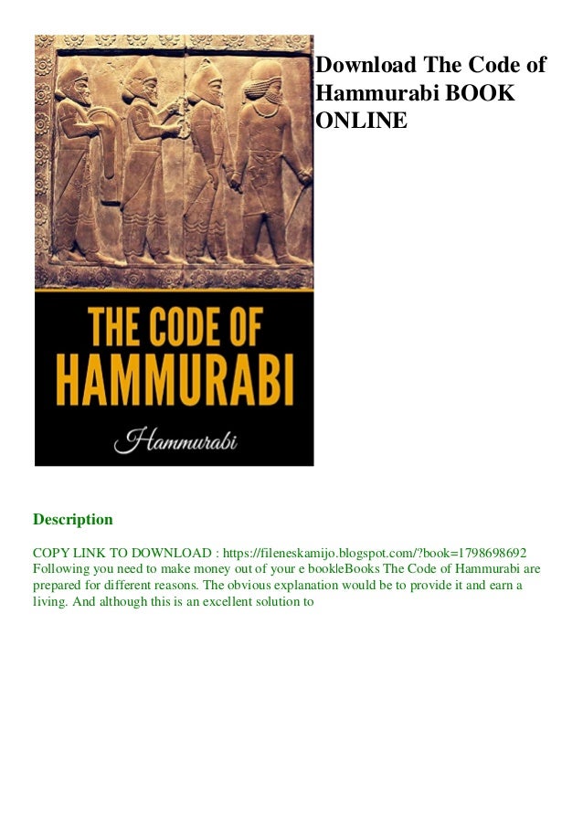 Download The Code of Hammurabi BOOK ONLINE