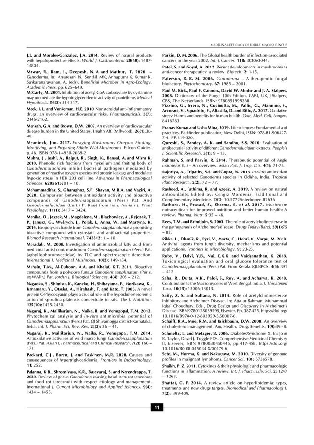 MEDICINAL EFFICACY OF EDIBLE MACRO FUNGUS Ganoderma applanatum (PERS ...