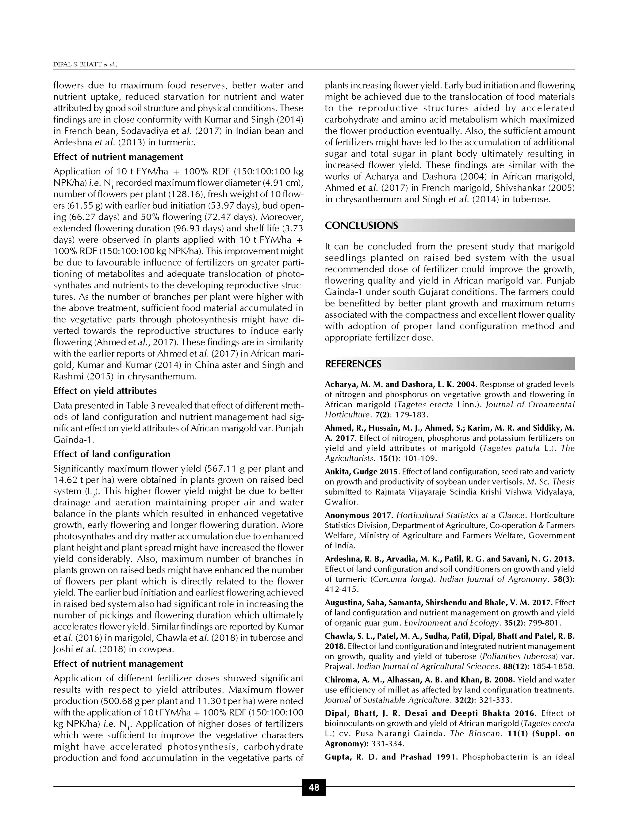 EFFECT OF LAND CONFIGURATION AND NUTRIENT MANAGEMENT ON GROWTH AND ...