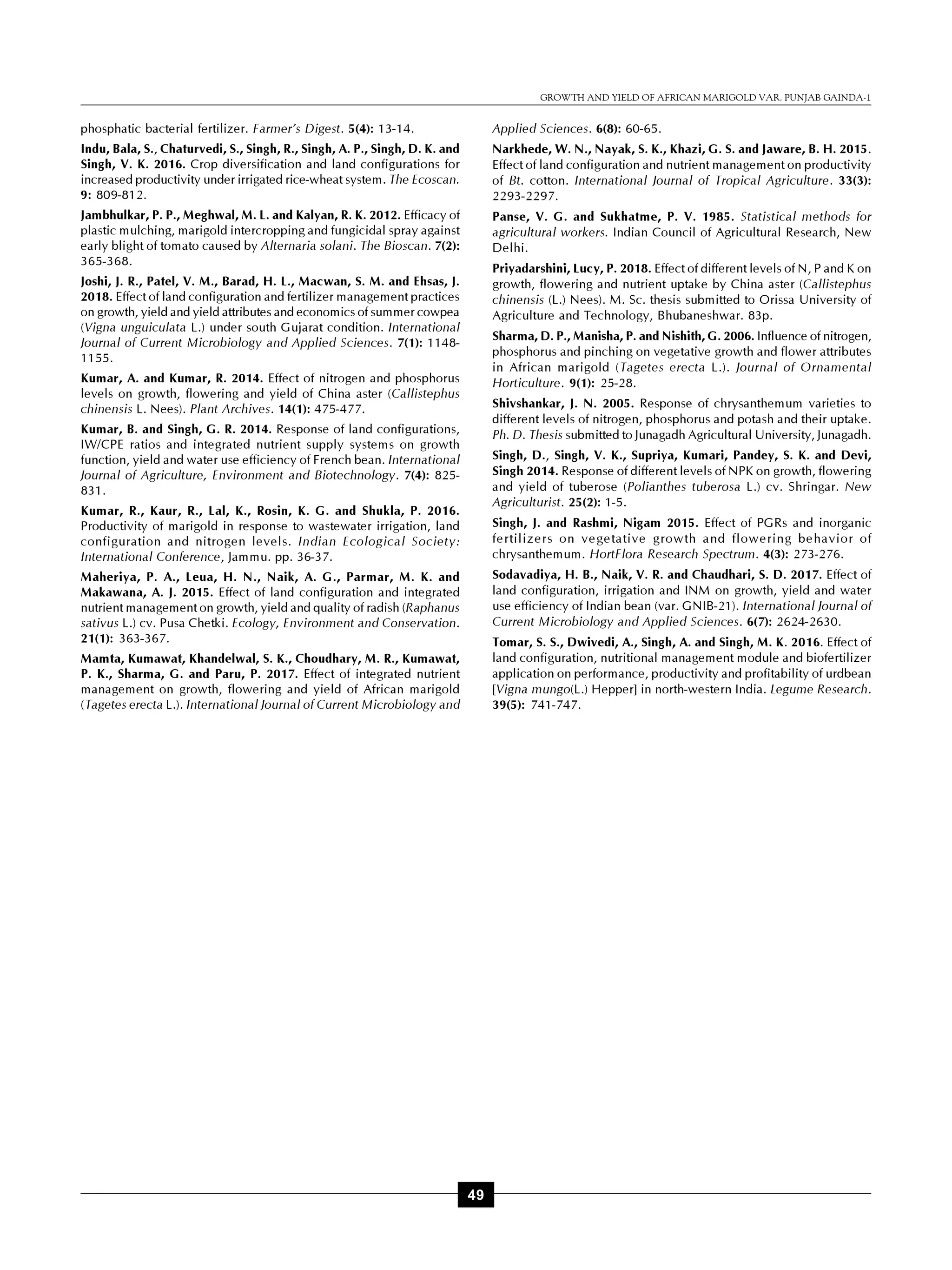 EFFECT OF LAND CONFIGURATION AND NUTRIENT MANAGEMENT ON GROWTH AND ...