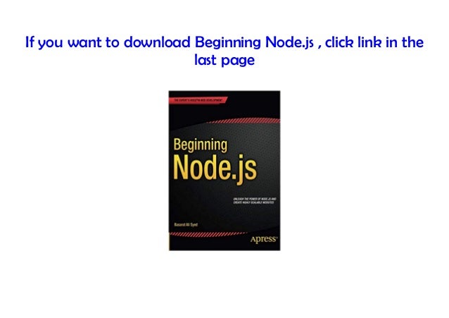 beginning node.js apress pdf