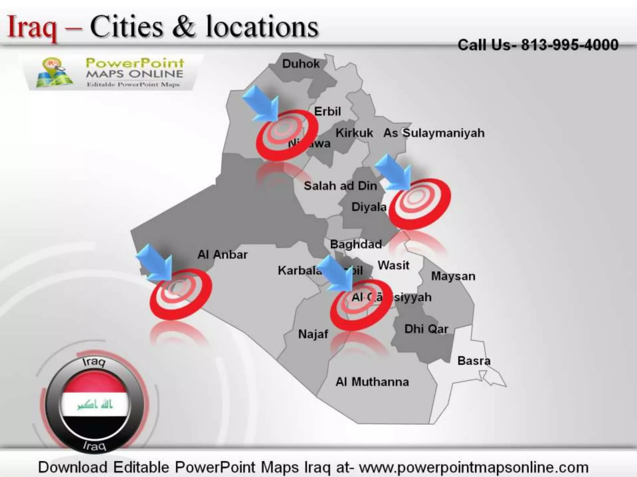 Editable PowerPoint Maps Iraq | PPT