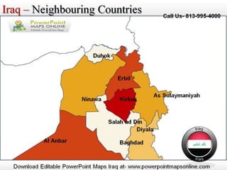 Editable PowerPoint Maps Iraq | PPT